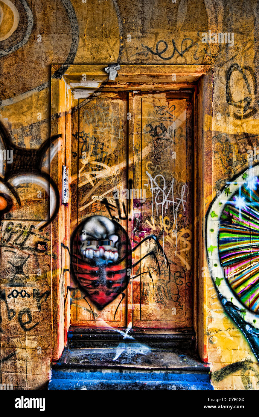 A heavily vandalised area set in an urban location Stock Photo - Alamy