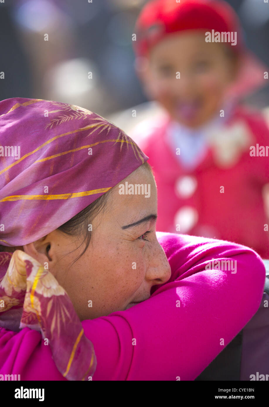 Young Uyghur Woman, Opal Village Market, Xinjiang Uyghur Autonomous ...