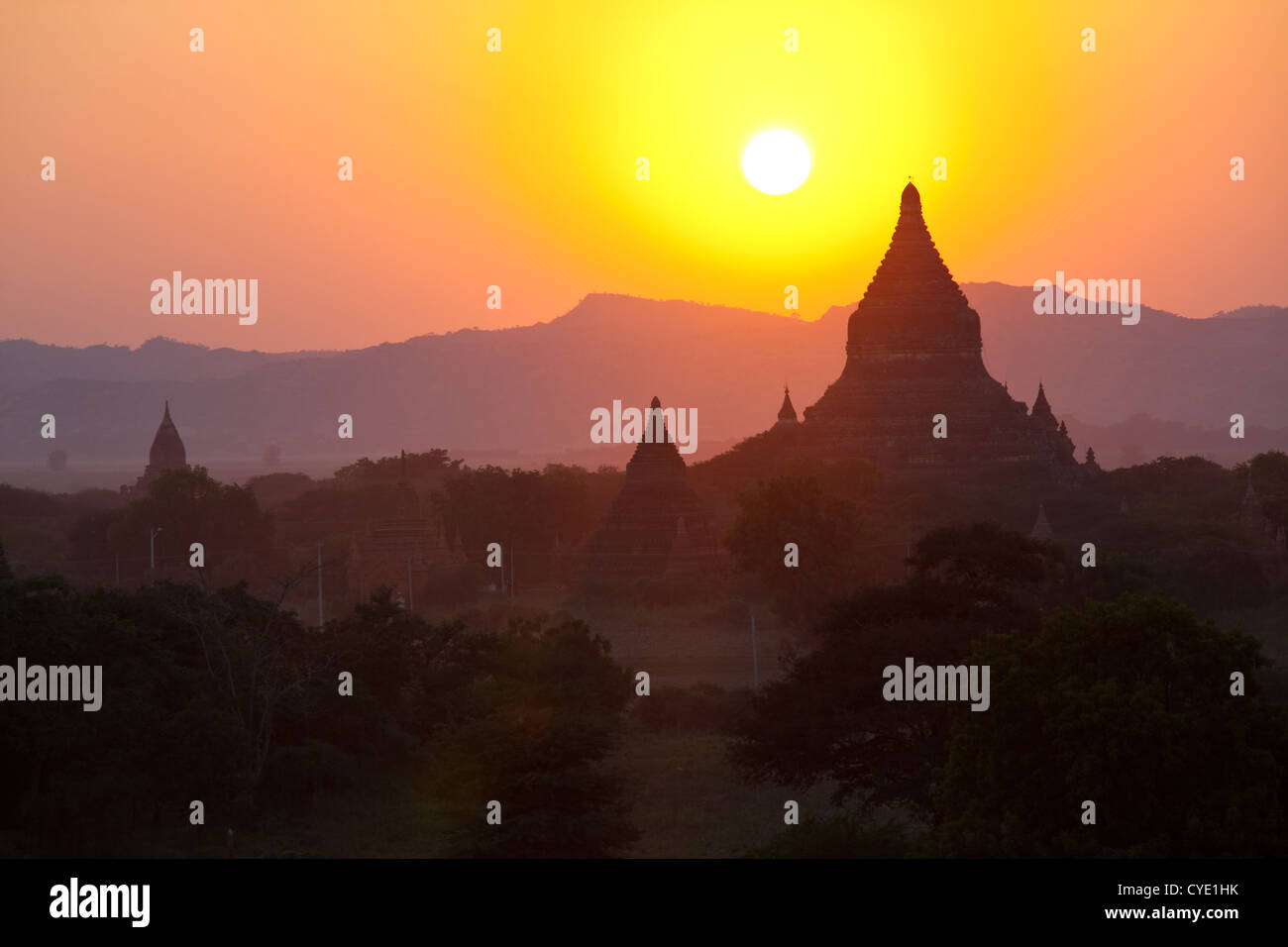 Bagan at sunset in Myanmar Stock Photo - Alamy