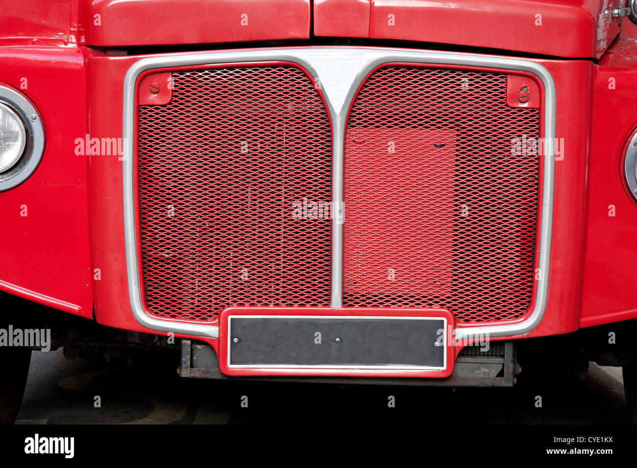 Front of Red London Bus Stock Photo - Alamy