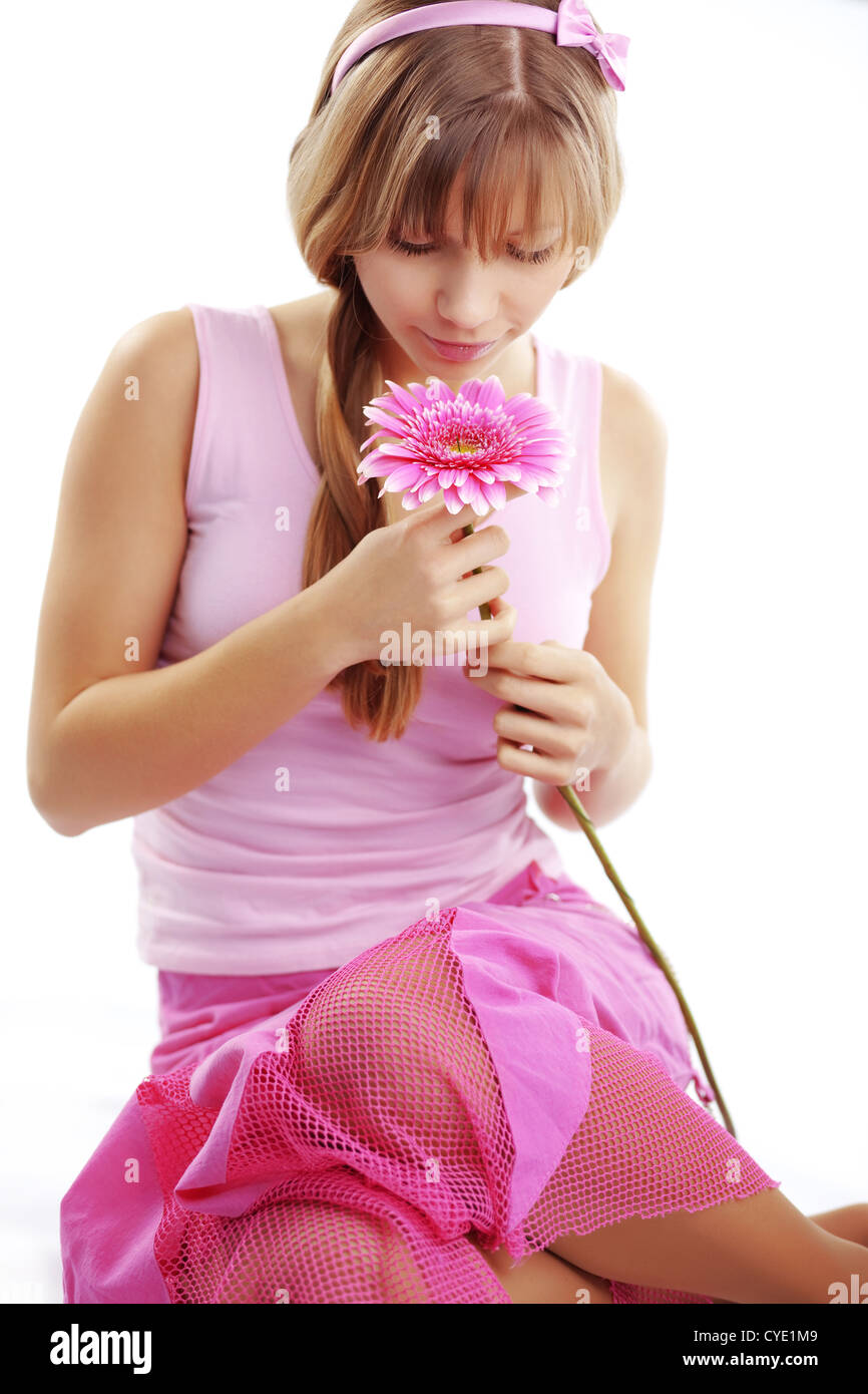 Portrait of beautiful young romantic girl falling in first love Stock ...
