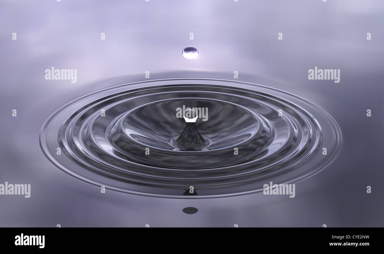 Water drop falling into water Stock Photo - Alamy
