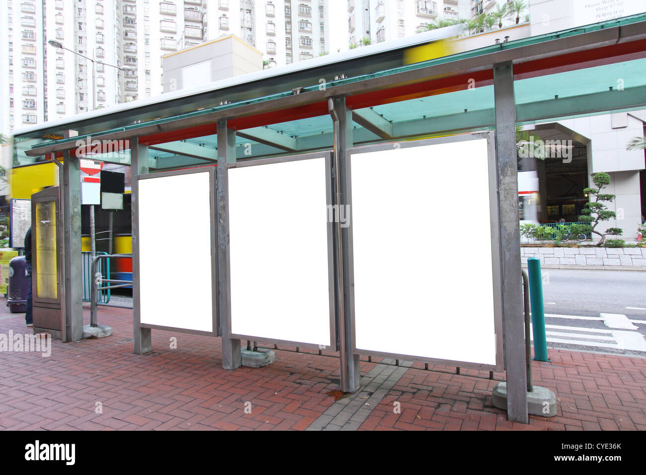 Blank billboard on bus stop Stock Photo - Alamy