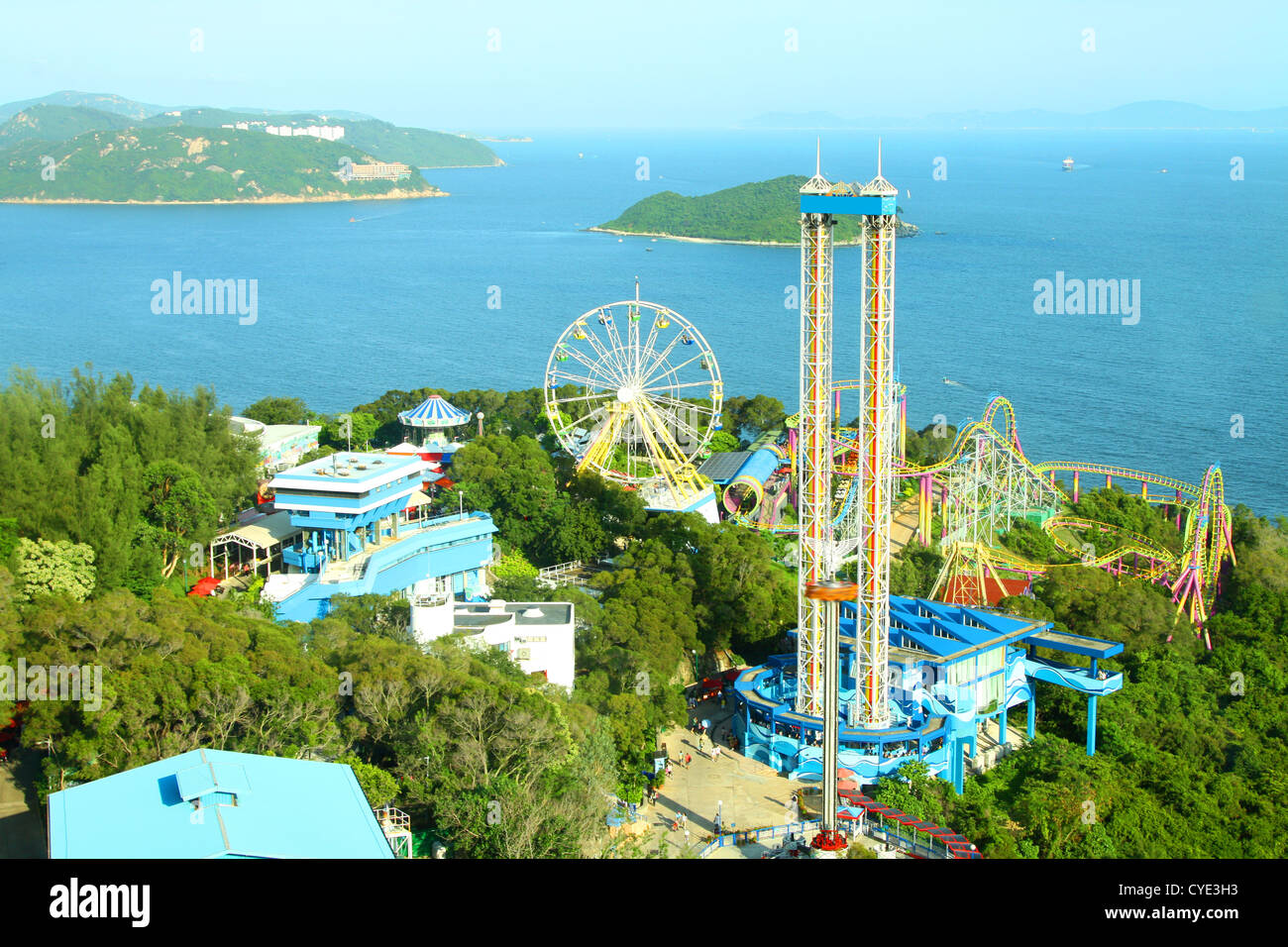 Amusement park rides in Hong Kong Stock Photo - Alamy