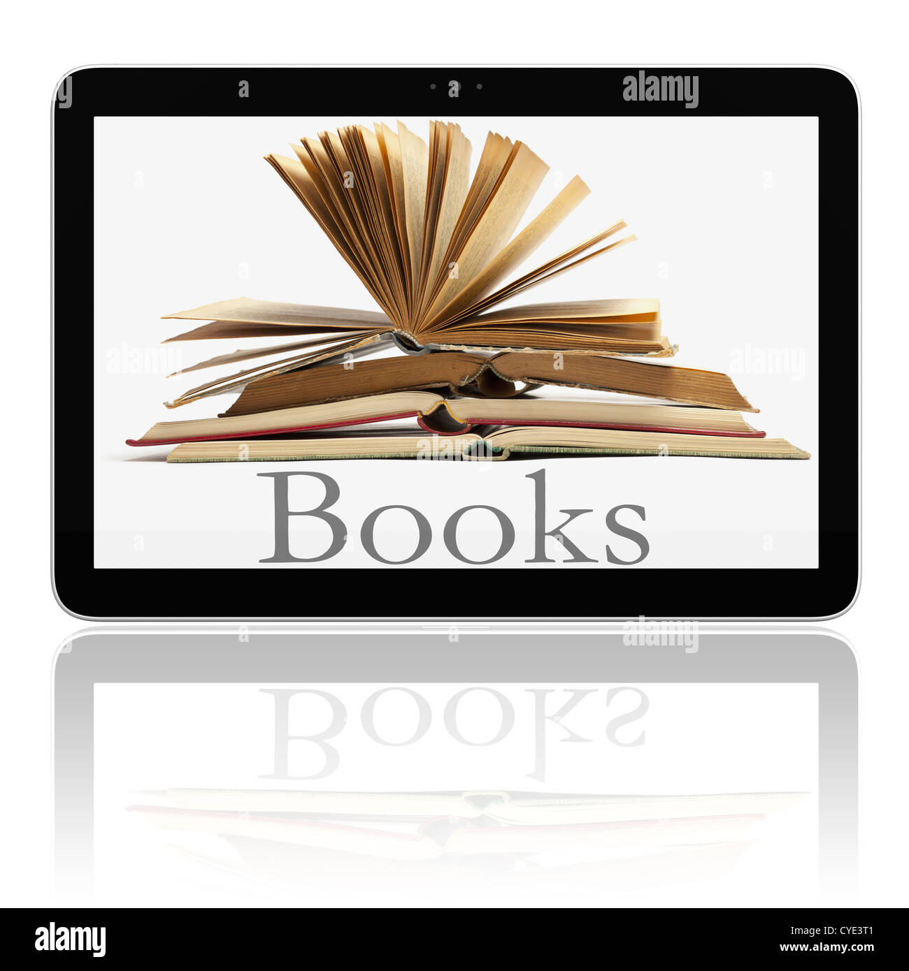 Book and generic teblet computer 3D model isolated on white, E-book E ...