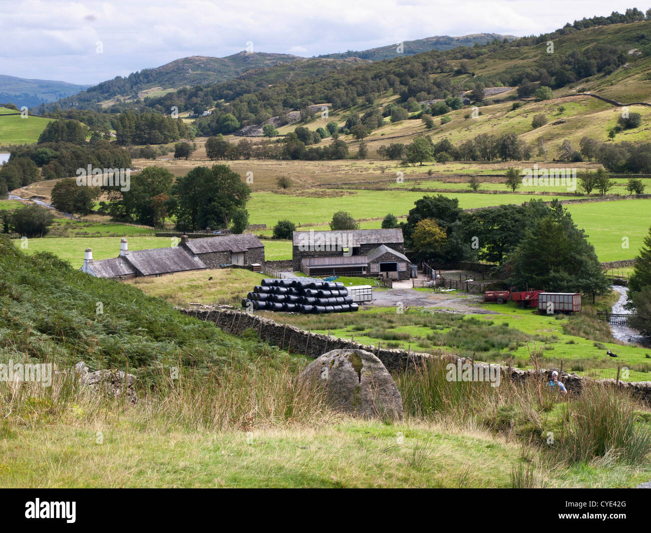 Fell foot farm in Lake district England can be seen from the passing ...