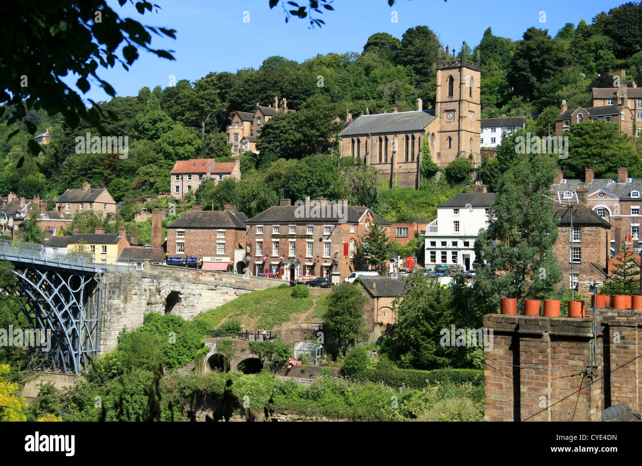church Tontine Inn and chimney pots Ironbridge Shropshire England UK ...