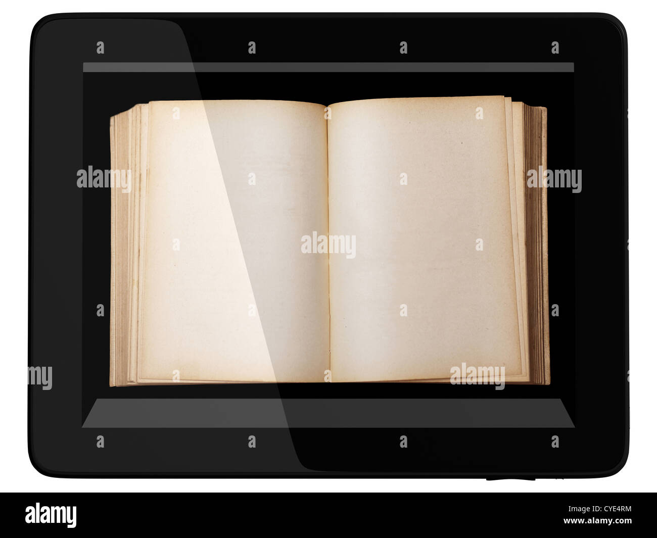 Generic Tablet Computer and book - Digital Library Concept Stock Photo ...