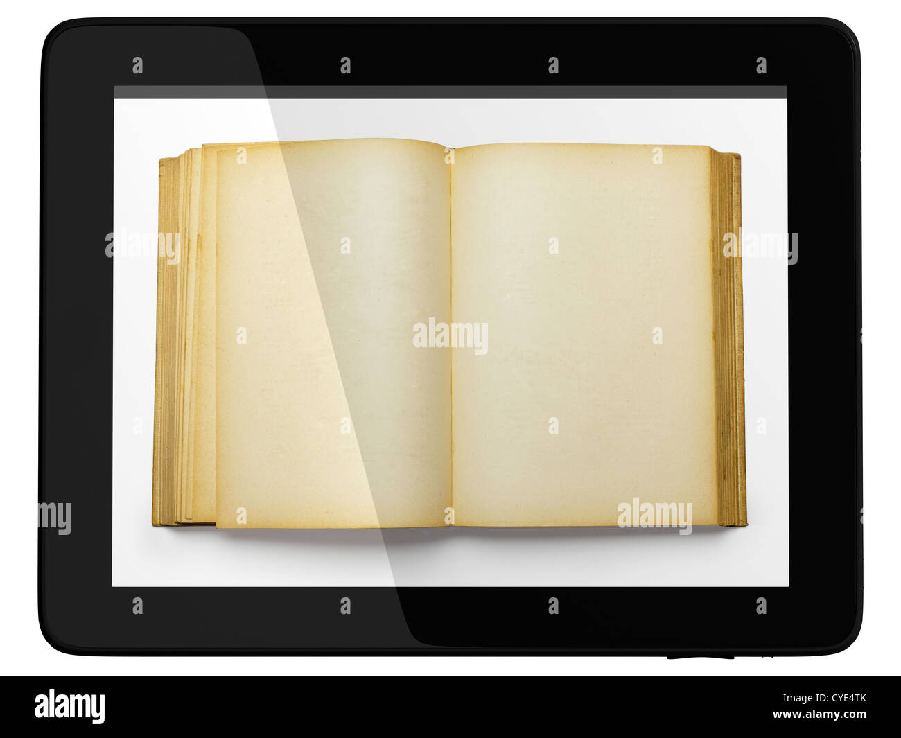 Generic Tablet Computer and book - Digital Library Concept Stock Photo ...