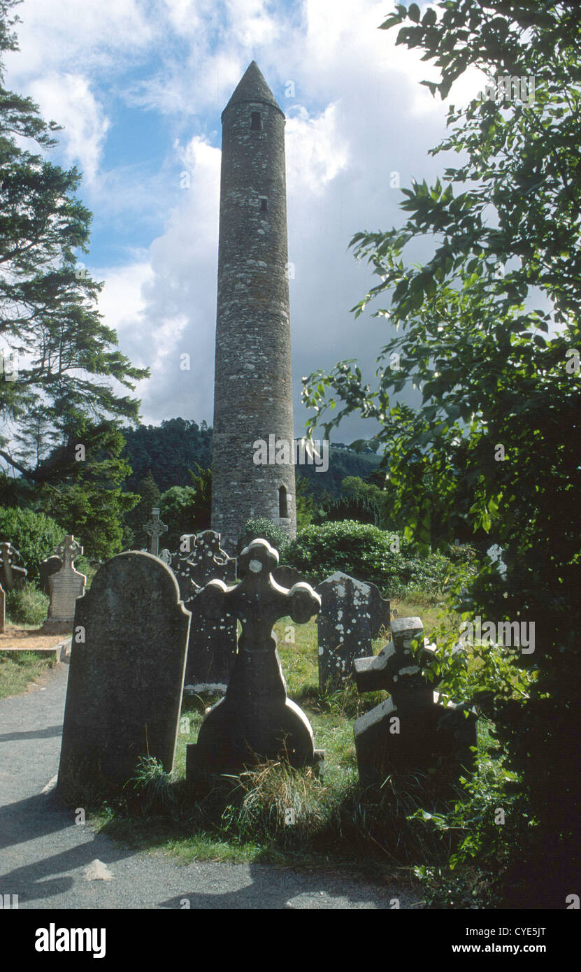 Monastic Glendalough Co Wicklow Ireland Round Tower Stock Photo - Alamy
