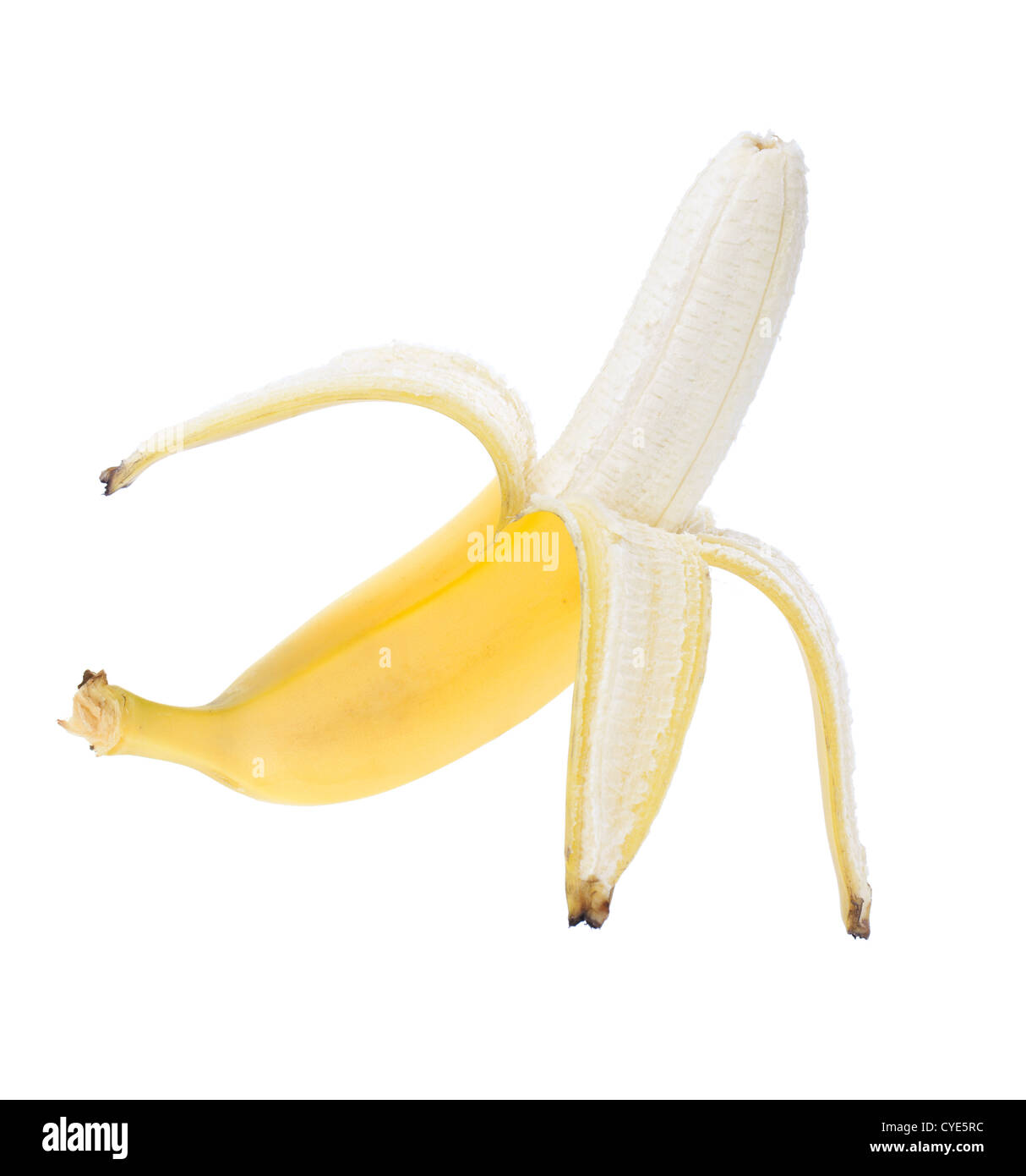 Open banana fruit. Isolated on white background Stock Photo - Alamy