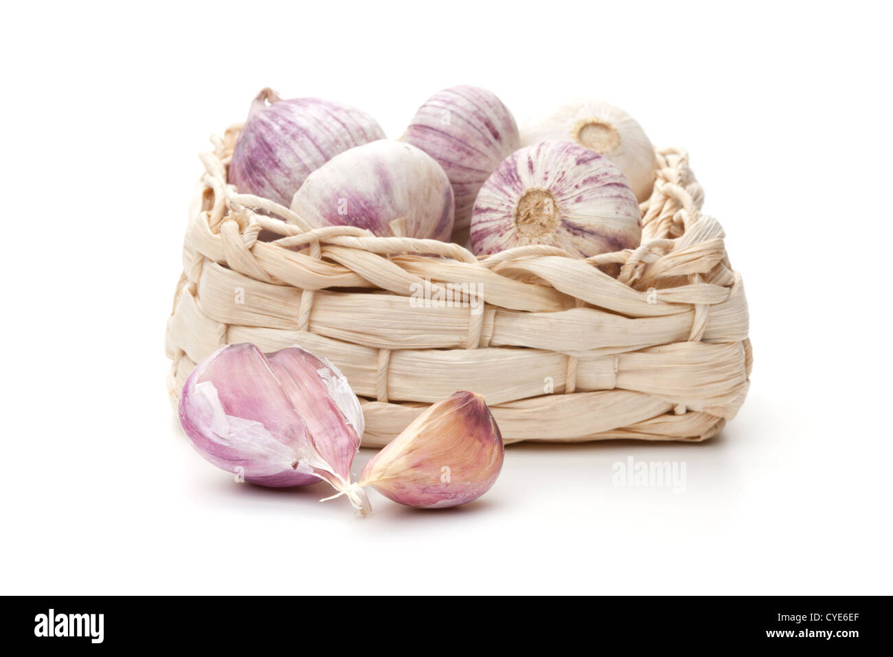 Pack of garlic. Isolated on white background Stock Photo - Alamy