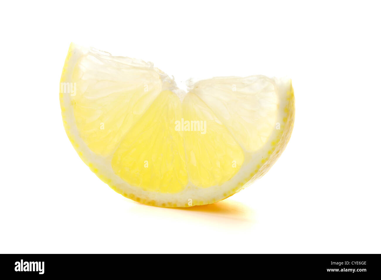 Section of ripe lemon. Isolated on white Stock Photo - Alamy