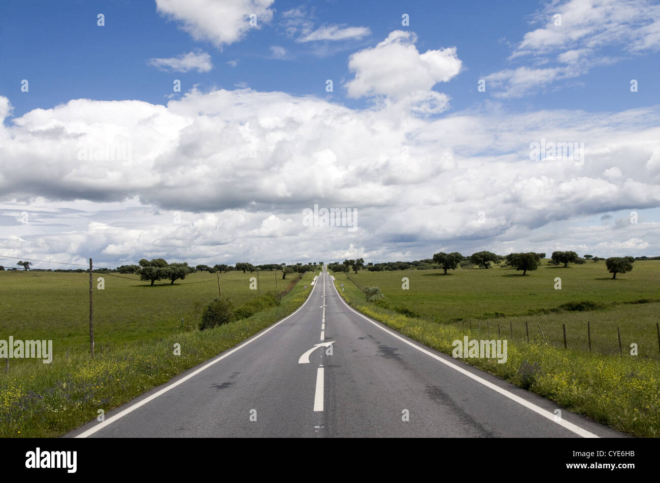 empty road in Alentejo, south of Portugal Stock Photo - Alamy