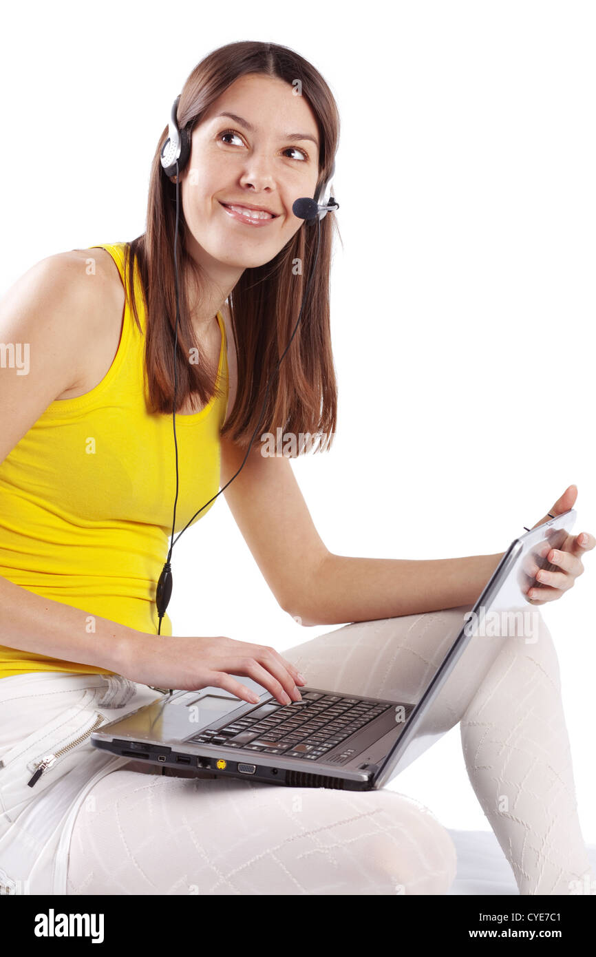 Student girl with laptop Stock Photo - Alamy