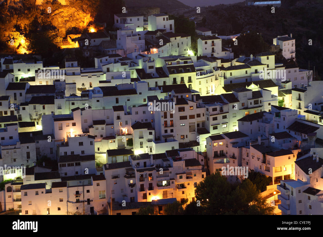 Village Casares illuminated at night. Andalusia, Spain Stock Photo - Alamy
