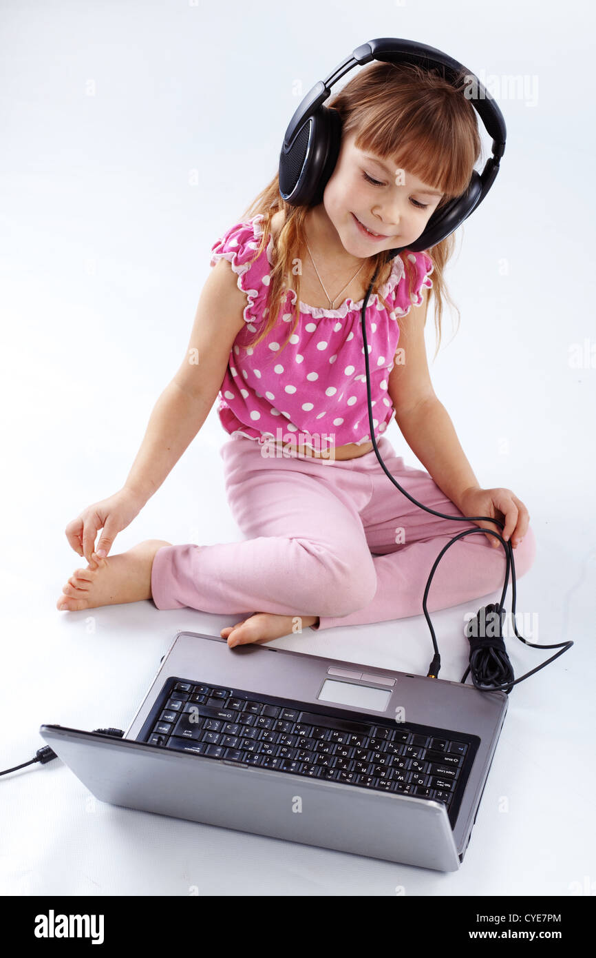 Child with computer Stock Photo - Alamy