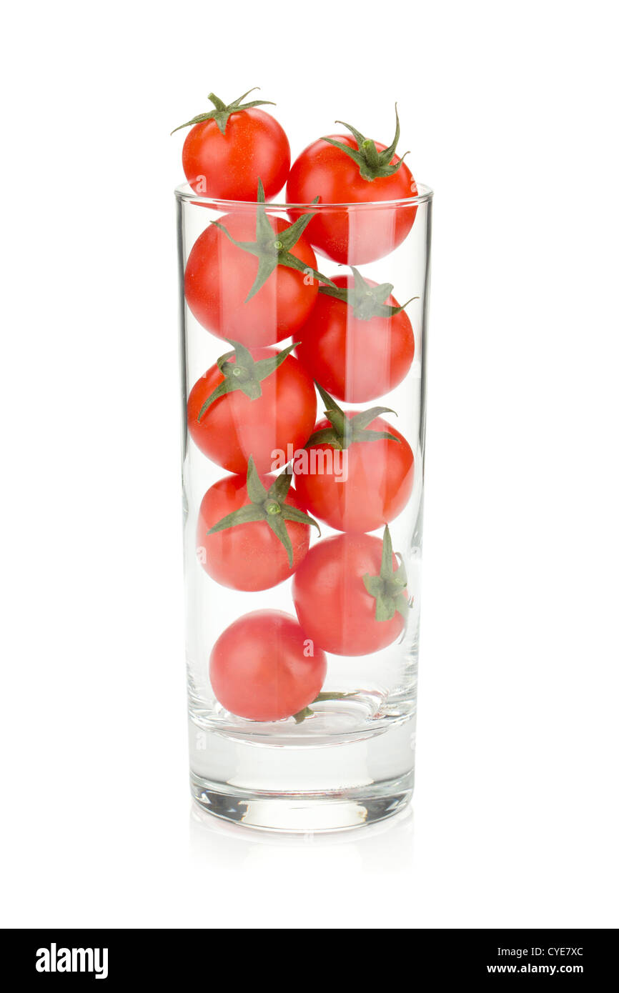 Cherry tomatoes in cocktail glass. Isolated on white background Stock ...