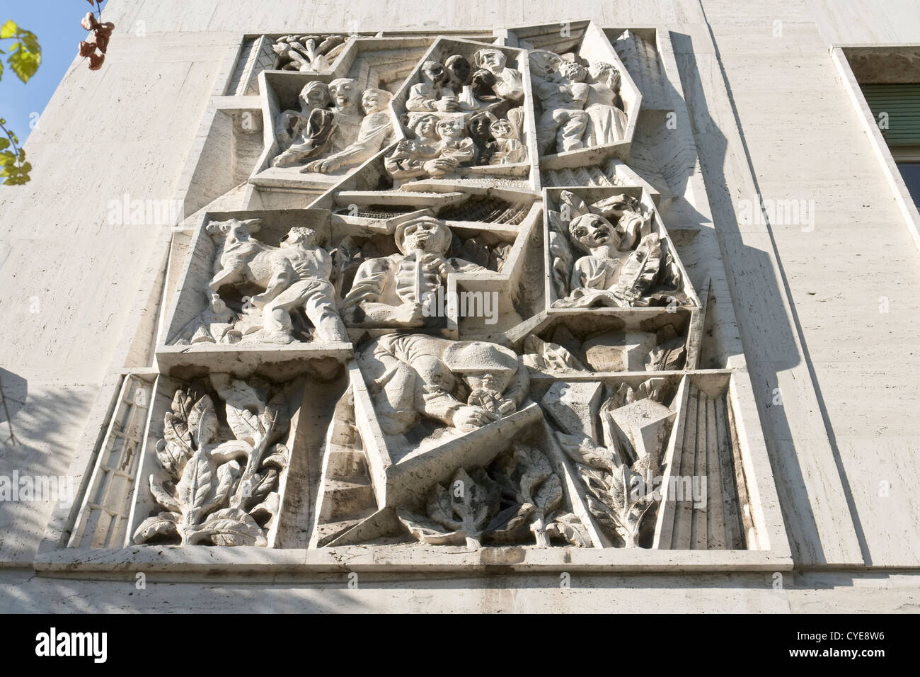High relief on 20th century fascist building in Rome Stock Photo - Alamy