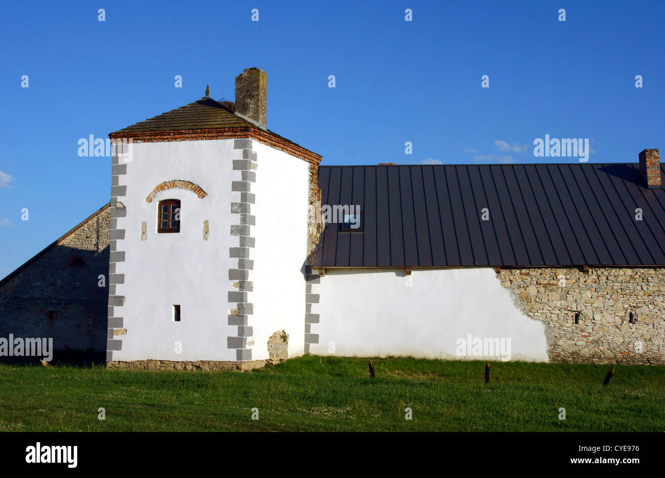 bastille and wall in medieval castle, Poland Stock Photo - Alamy