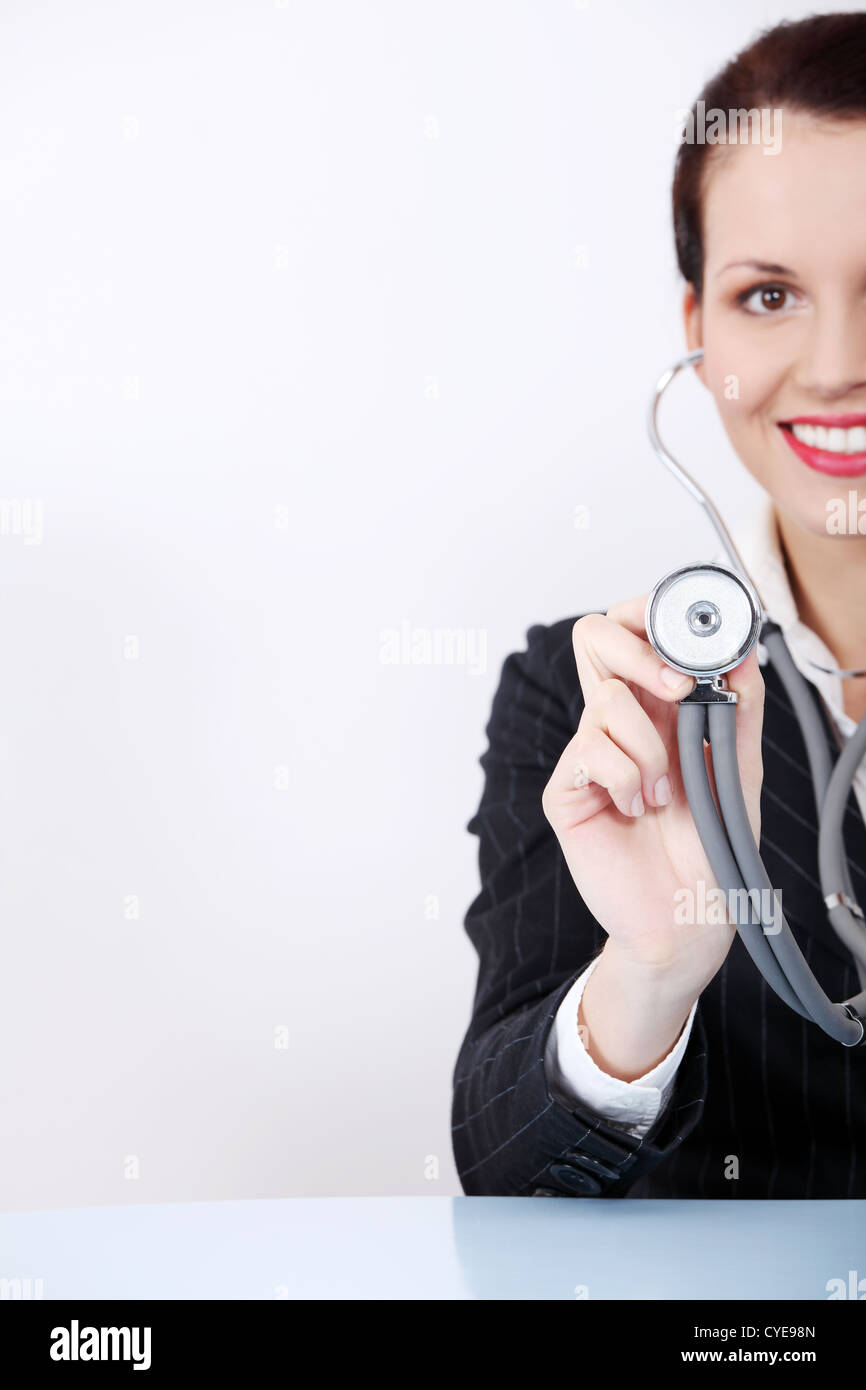 Pretty caucasian woman with stethoscope Stock Photo - Alamy