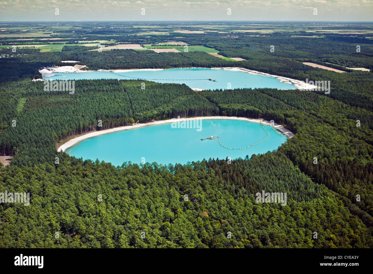 The Netherlands, Gasselte, Sand mining in forest. Aerial Stock Photo ...