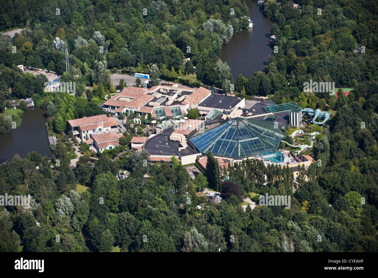 The Netherlands, Zeewolde, Holiday park called De Eemhof. Aerial Stock ...