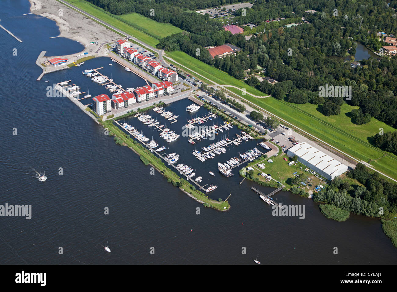 The Netherlands, Zeewolde, Marina called De Eemhof. Aerial Stock Photo ...