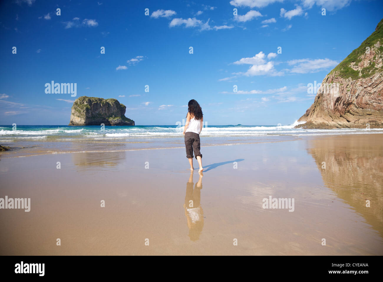 beach of Ballota near to Llanes village in Asturias Spain Stock Photo ...