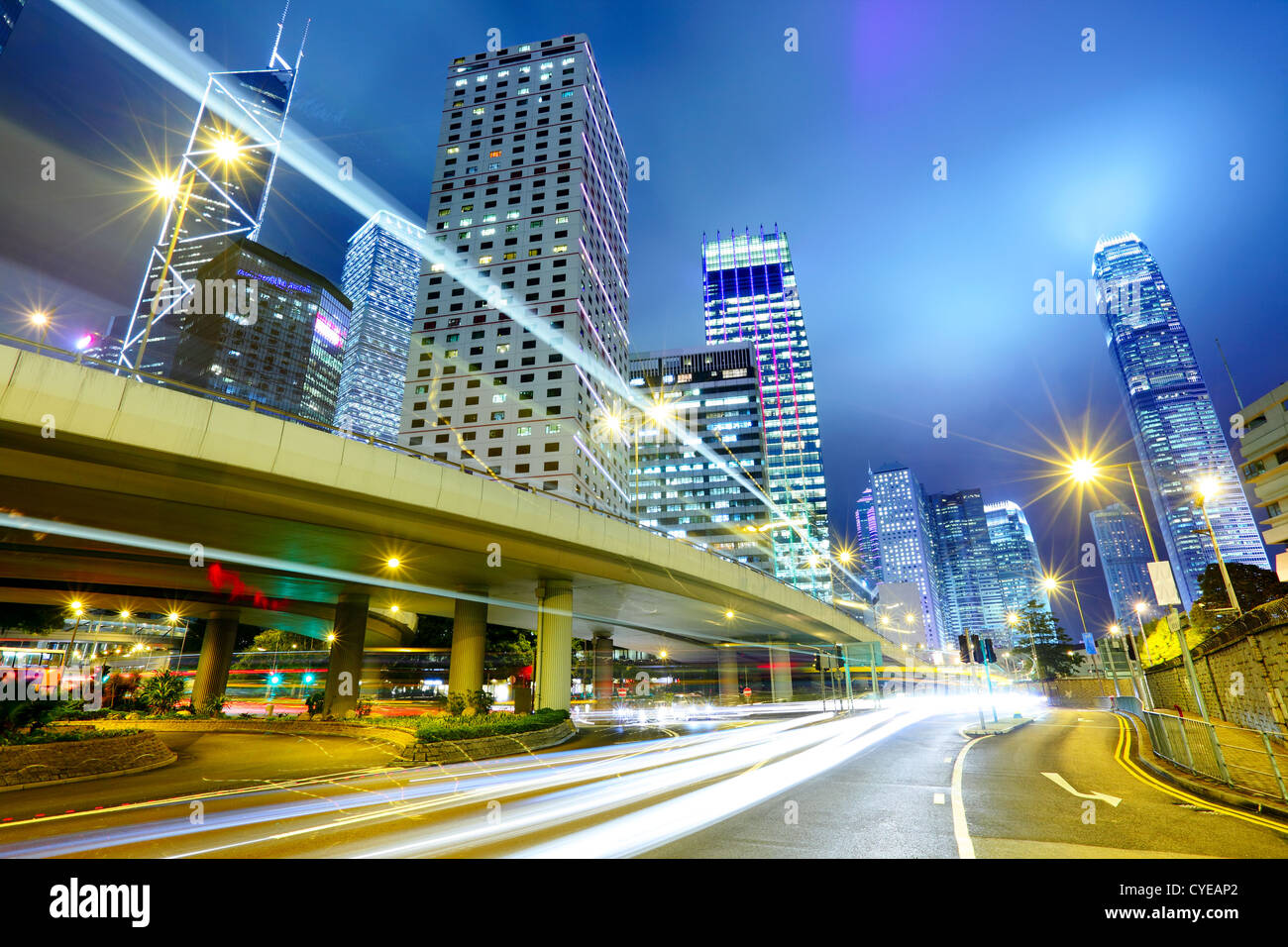 traffic in city at night Stock Photo - Alamy