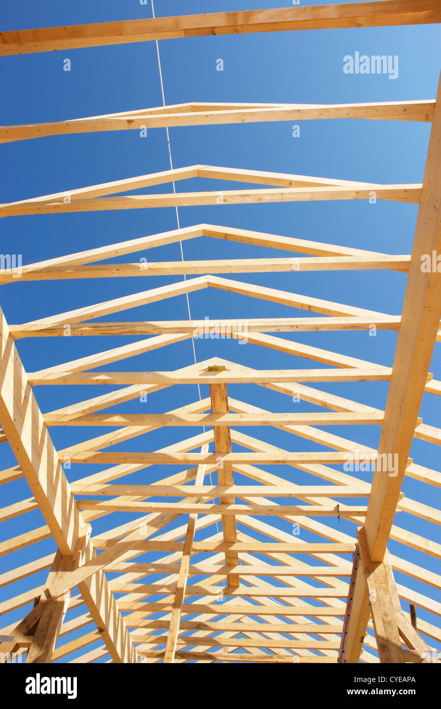 a carcass roof on a building site Stock Photo - Alamy