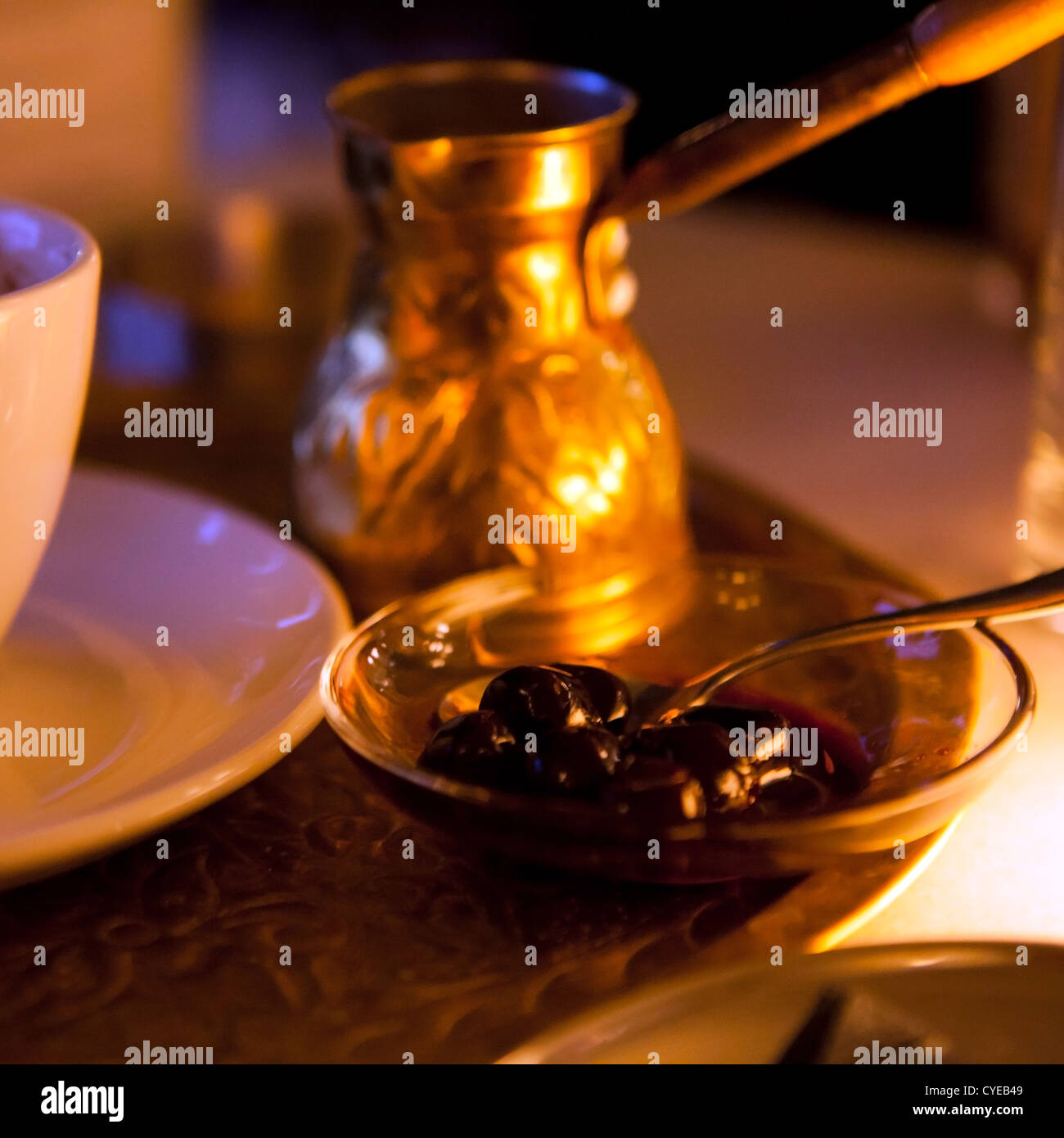 Briki - Greek coffee and sweet Stock Photo - Alamy