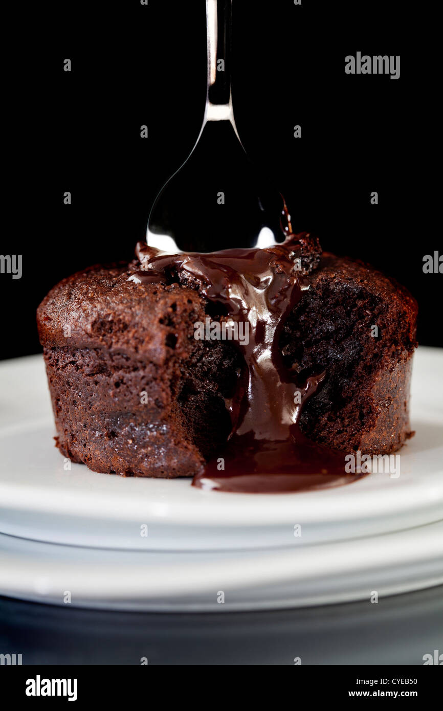 Close up Photograph of a chocolate souffle Stock Photo - Alamy