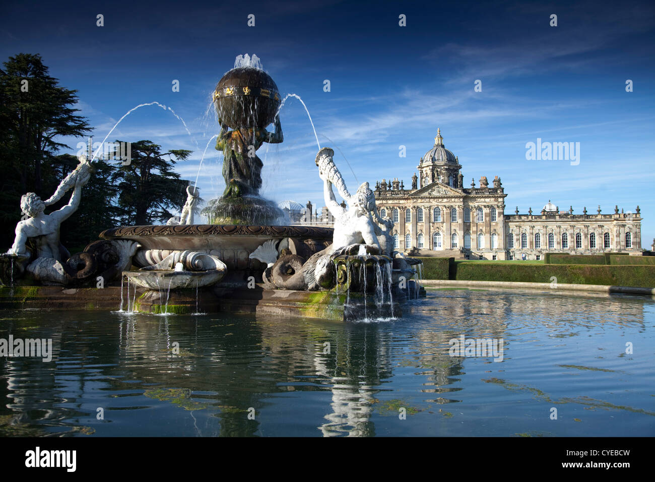 Atlas Fountain, Castle Howard, North Yorkshire Stock Photo - Alamy