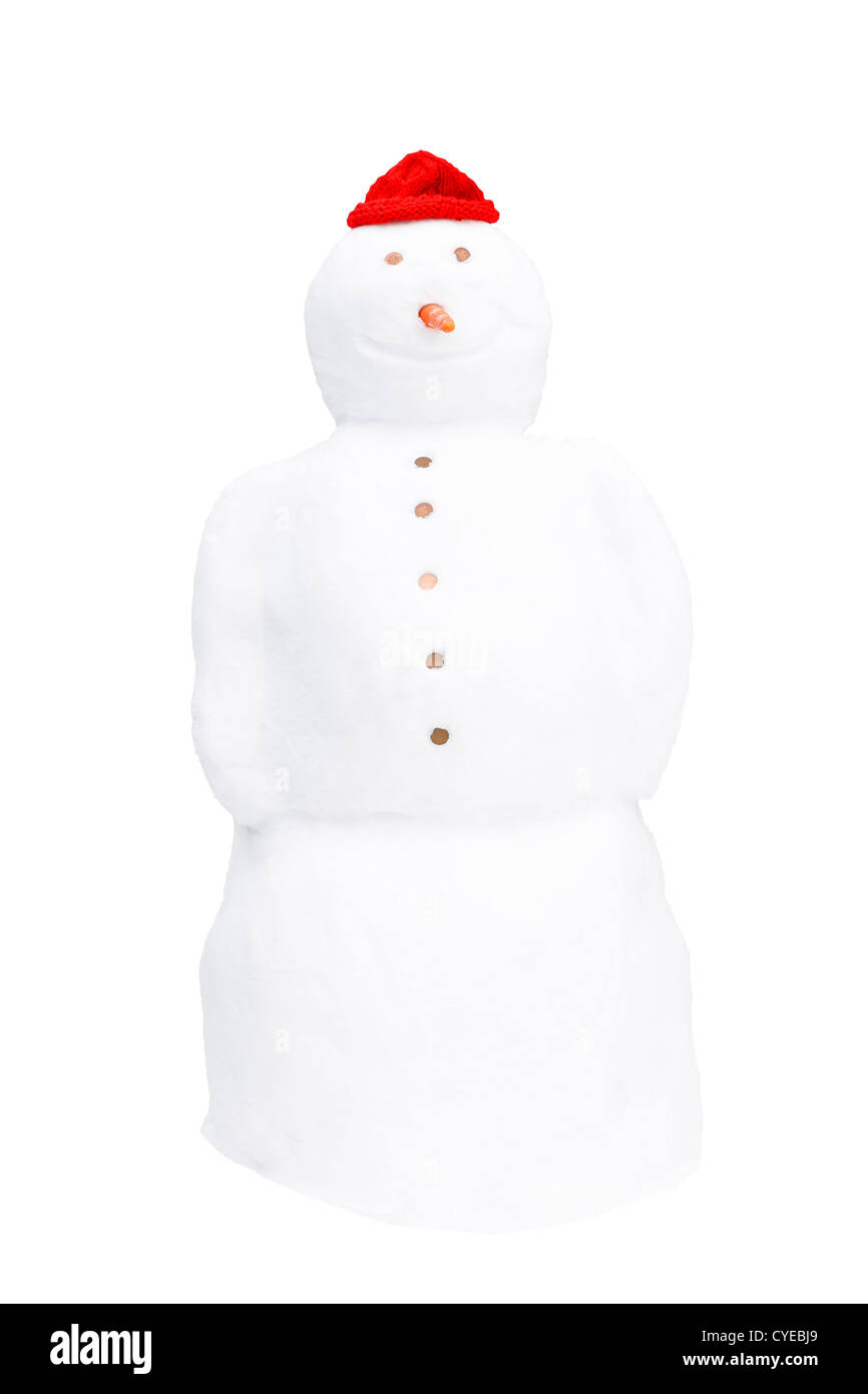 Real snowman isolated against a white background with clipping path ...