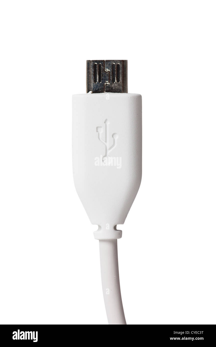 Closeup view of white usb cable Stock Photo - Alamy
