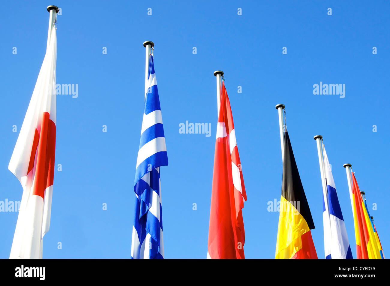 Many National Flags standing next to each other Stock Photo - Alamy