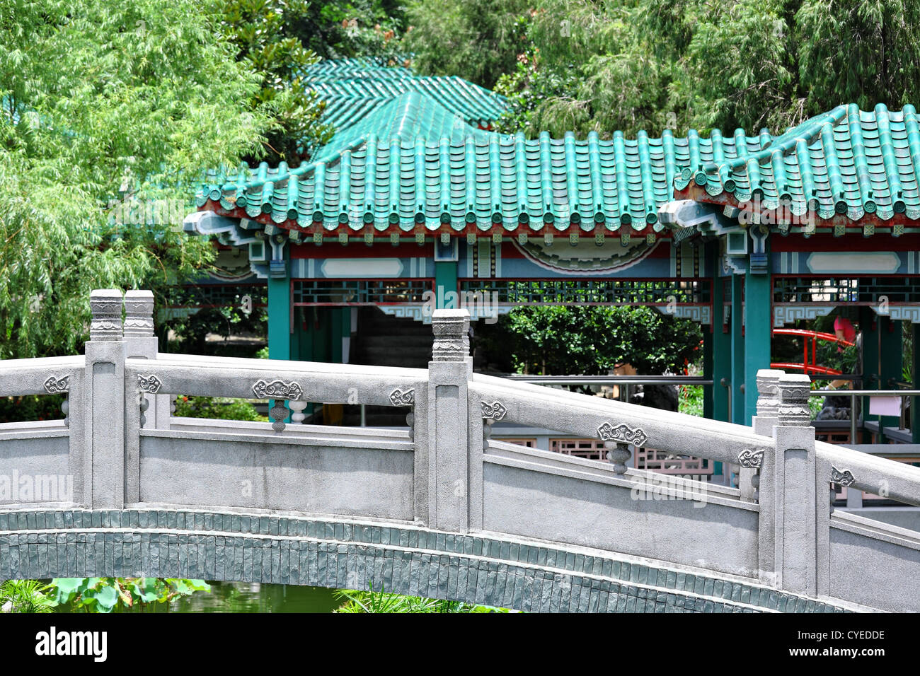 Chinese traditional garden with bridge Stock Photo - Alamy