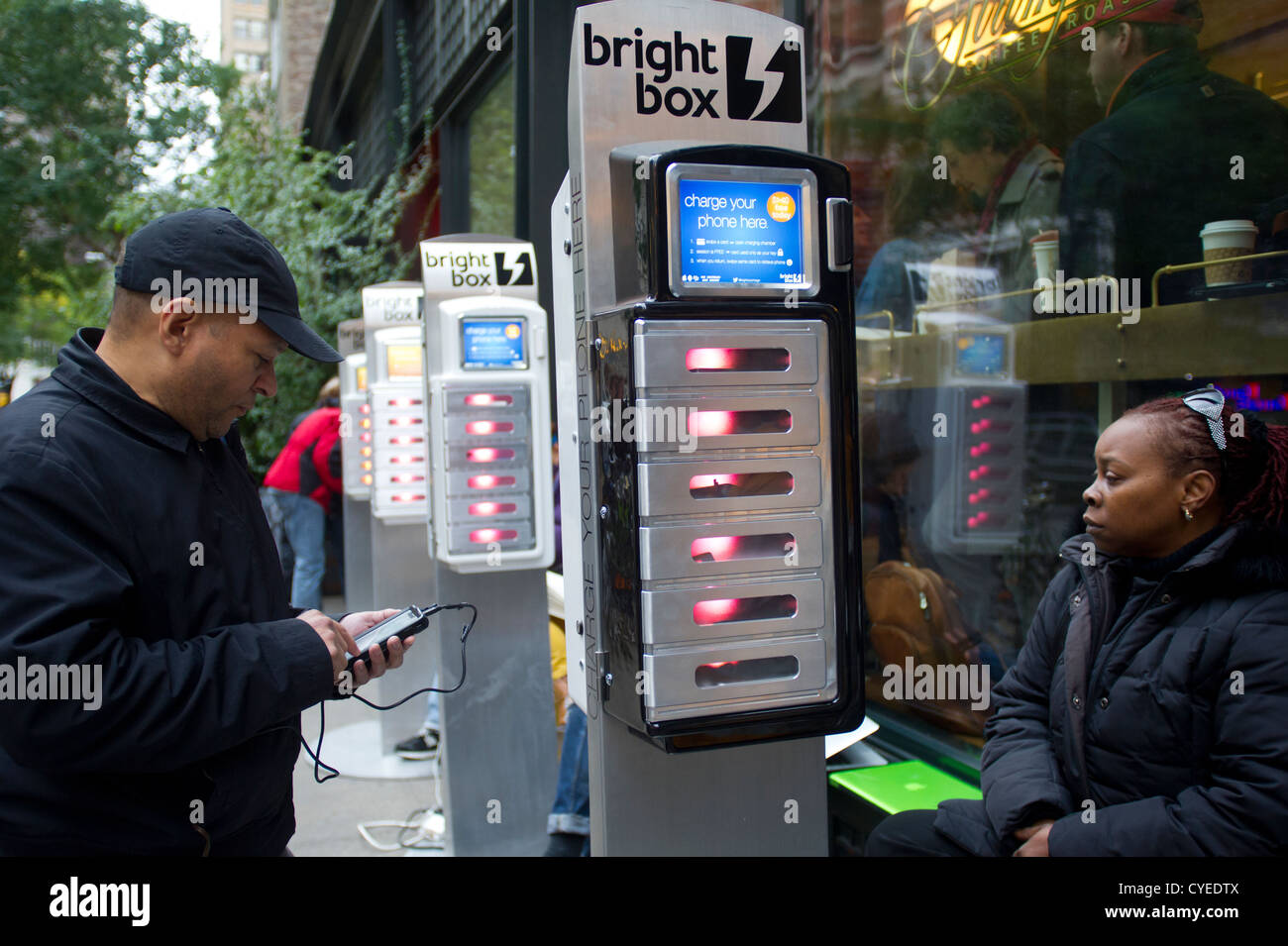 Bright Box set up charging stations for people to charge their cell ... Bright Box set up charging stations for people to charge their cell ...