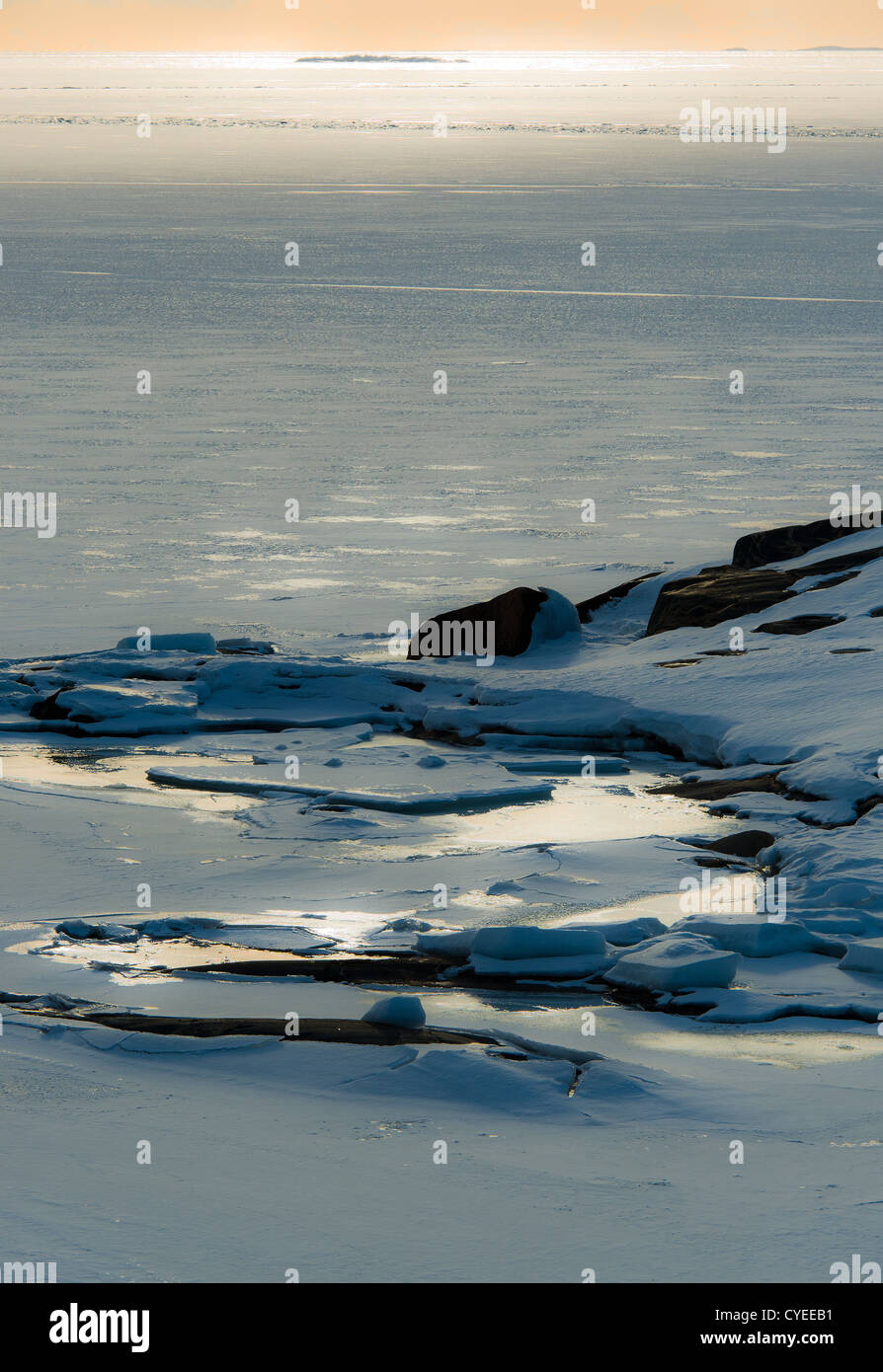 Baltic Sea in March, ice and the rocky coast Stock Photo - Alamy