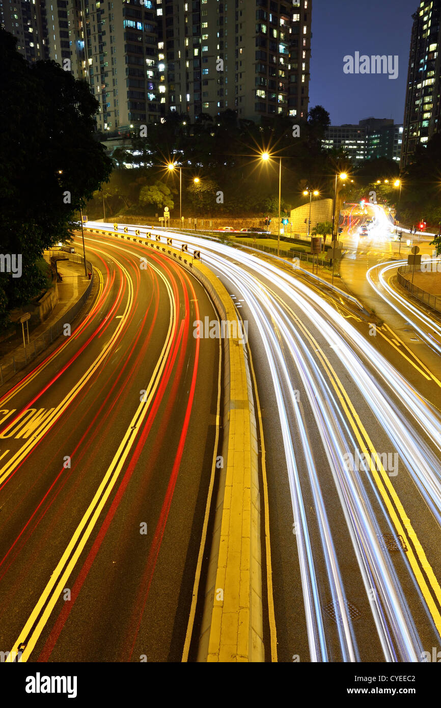 traffic in city at night Stock Photo - Alamy