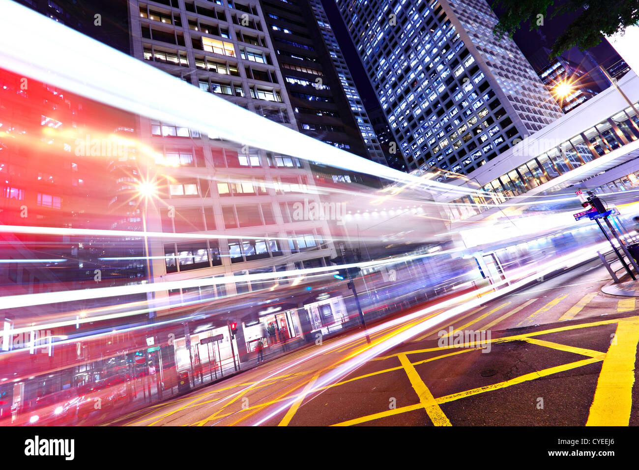 traffic in city at night Stock Photo - Alamy