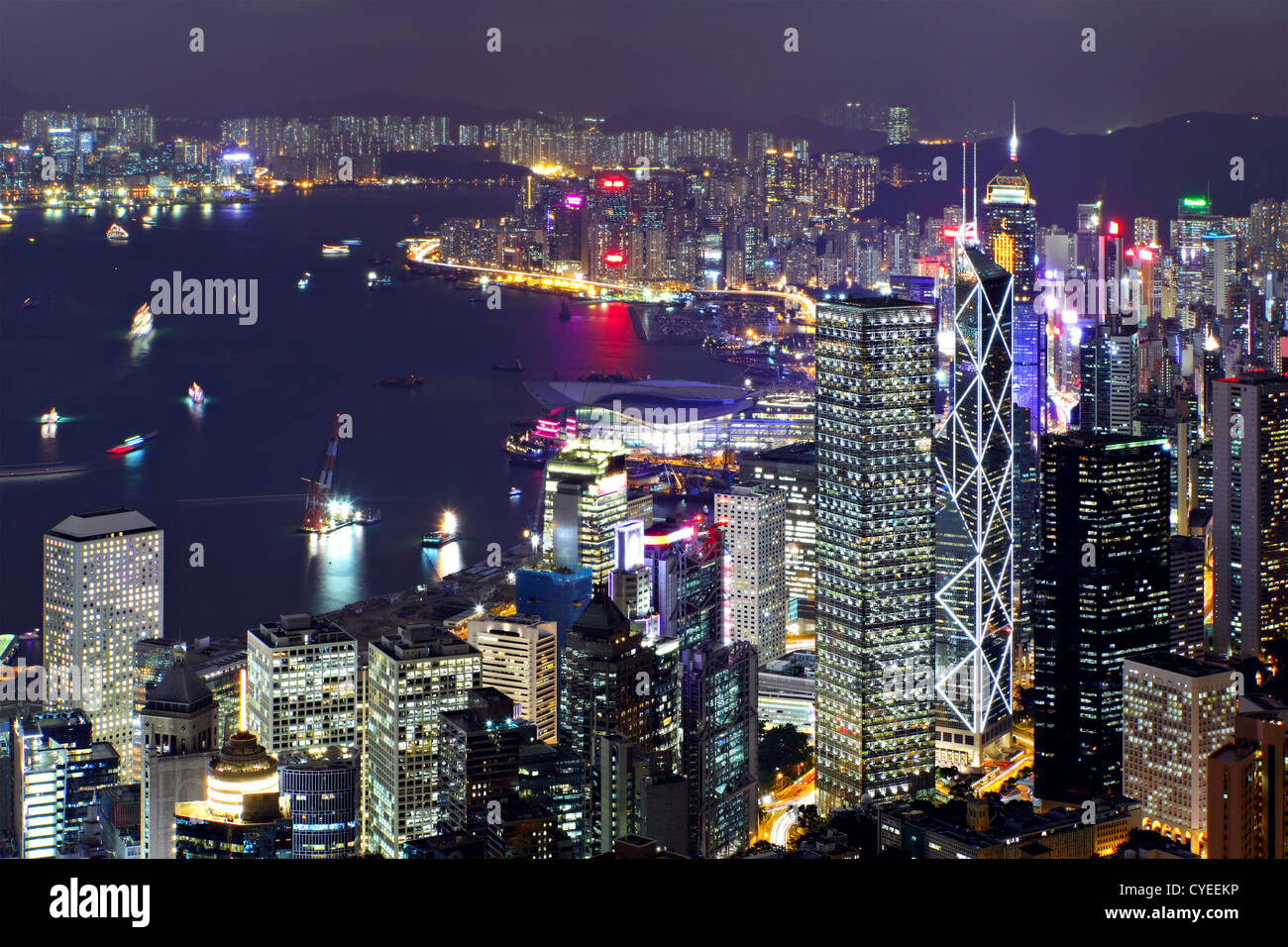 Hong Kong skyline at night Stock Photo - Alamy