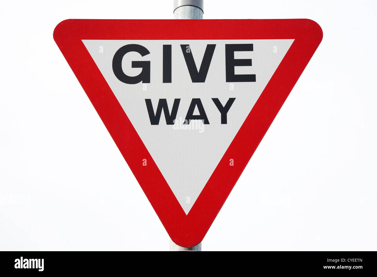 Give Way Sign on White Background Stock Photo - Alamy
