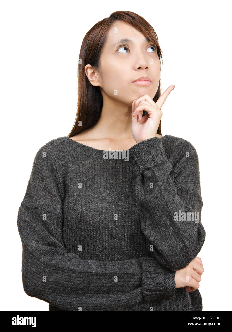 thoughtful woman looking up Stock Photo - Alamy