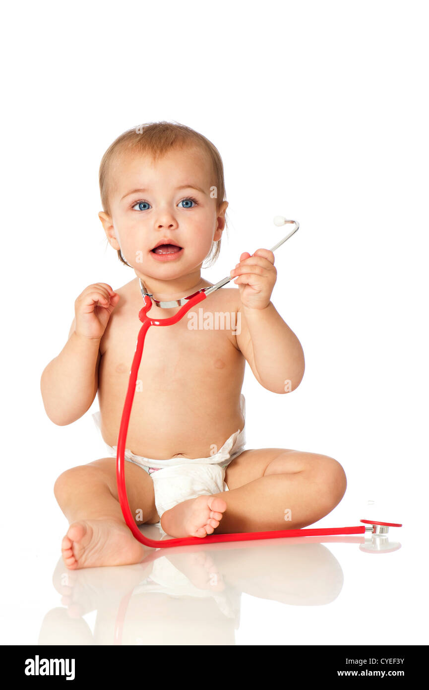 Toddler with stethoscope Stock Photo - Alamy
