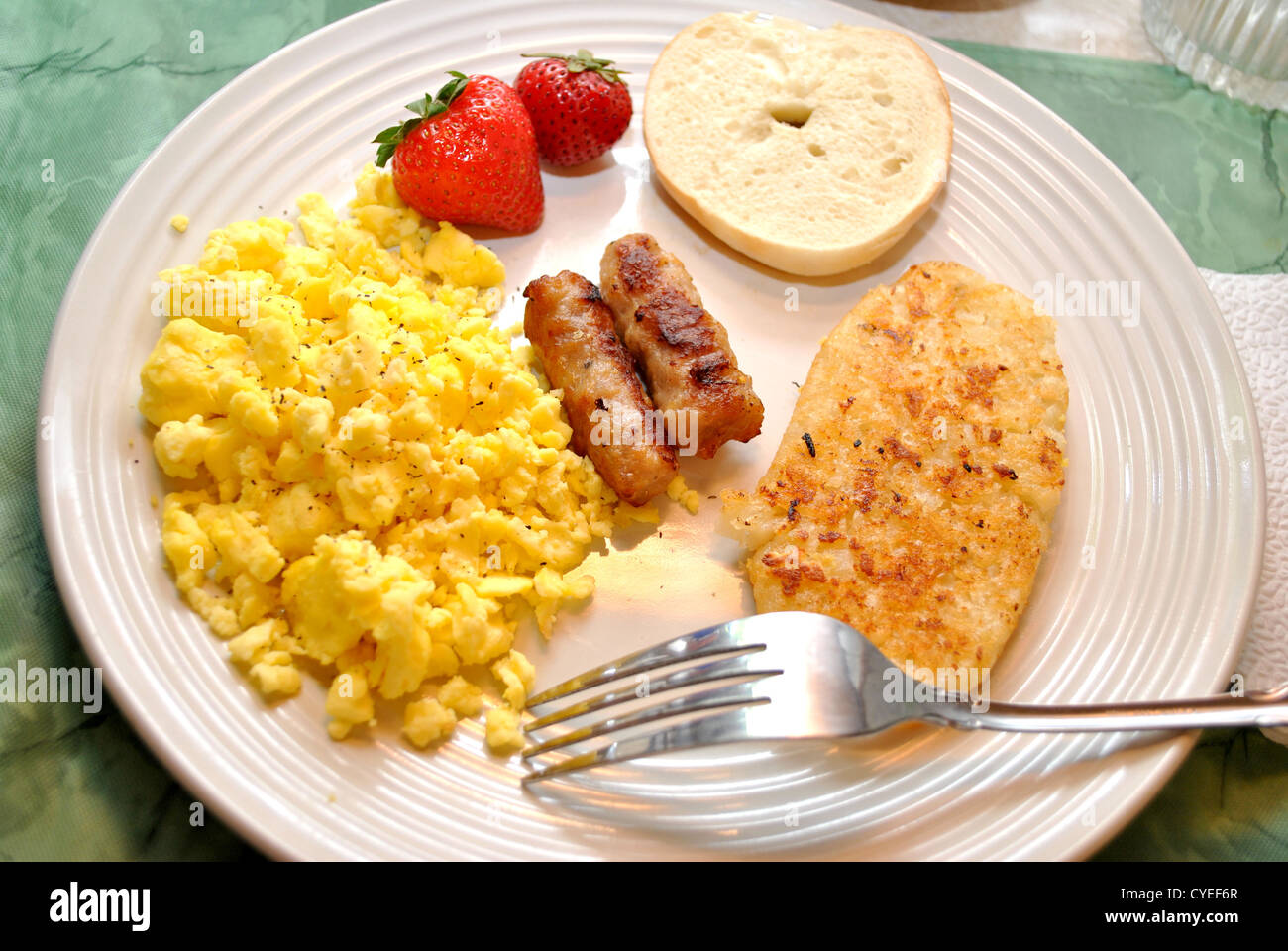 Breakfast sausage eggs and fruit hi-res stock photography and images ...