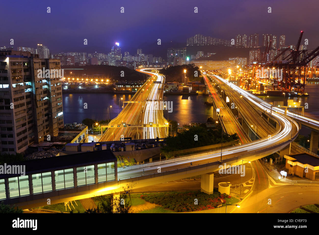 Cargo Terminal and highway Stock Photo - Alamy