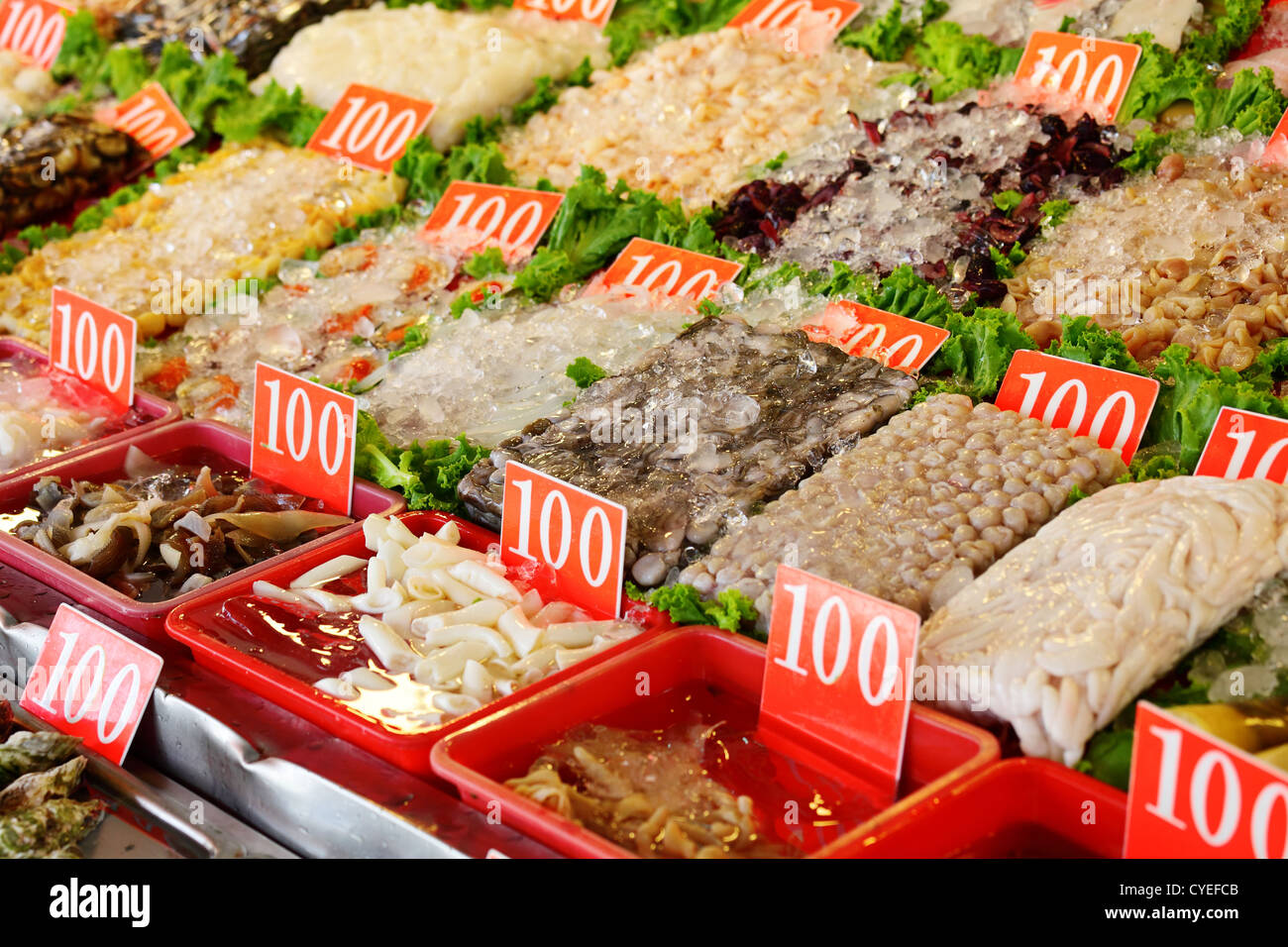 seafood in market for sale Stock Photo - Alamy