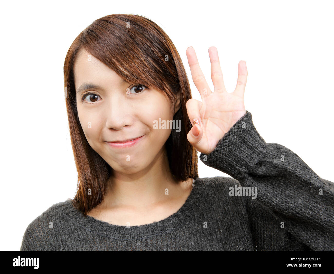 woman show ok Stock Photo - Alamy